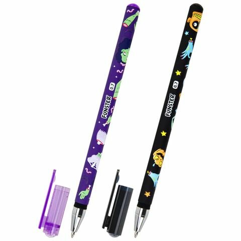 36 шт. Ручка шариковая с принтом FUNSTER (фанстер) STICK "MONSTERS", синяя, SOFT TOUCH покрытие, узел 0,7 мм, линия 0,35 мм, 144390