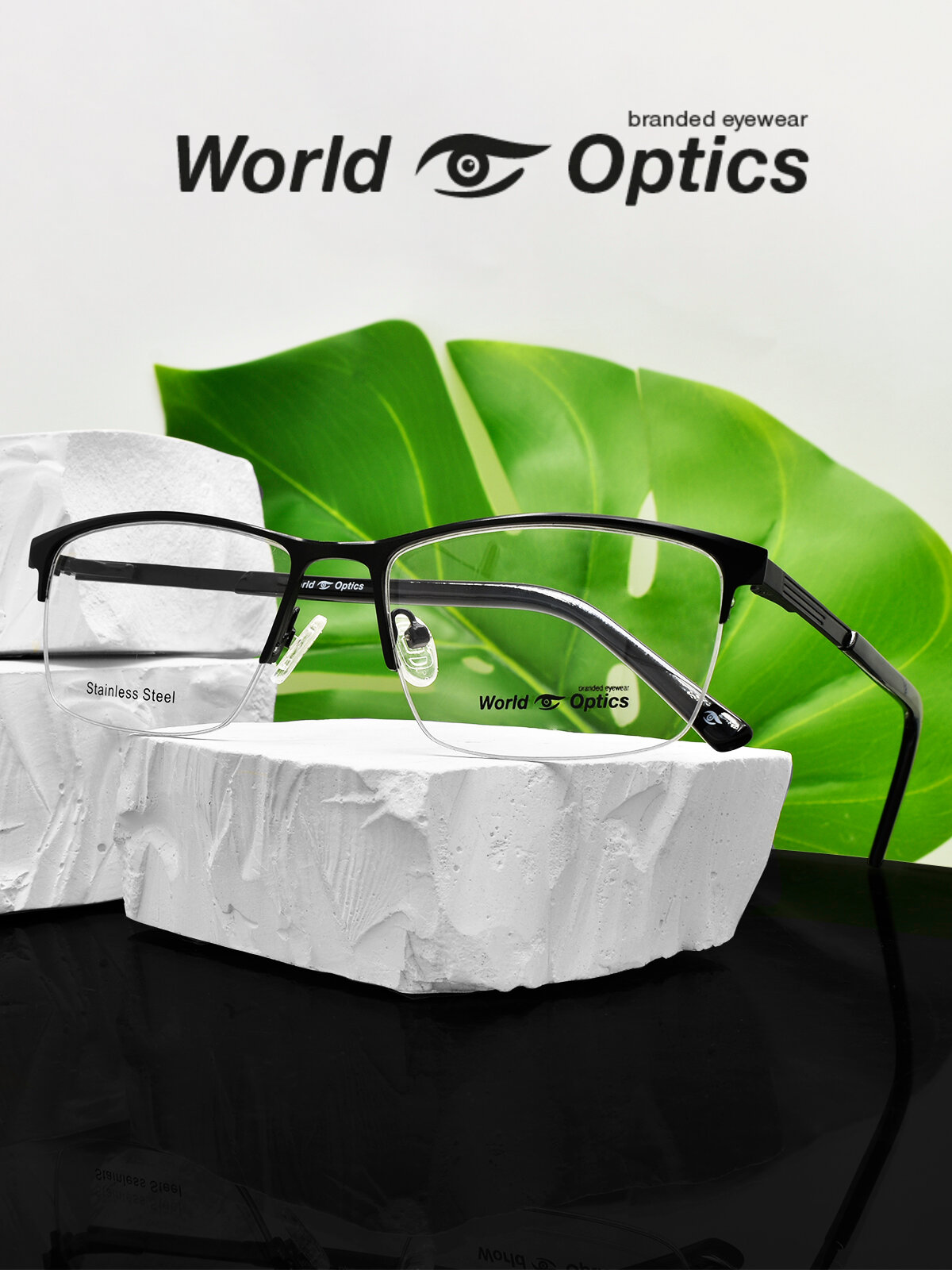 Оправа для очков World Optics TE1029 01 пол Мужской форма оправы Прямоугольная цвет оправы Чёрный