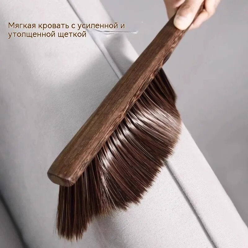 Деревянная щетка-метелка 37 см, мягкая щетина для чистки мебели, одежды и дома, удобная ручка.