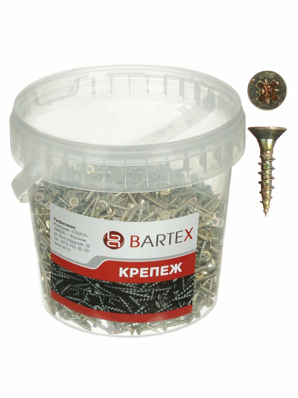 Саморезы универсальные Bartex 3х16 мм, оцинкованные, 2000 штук в упаковке банка, крепеж для строительных работ