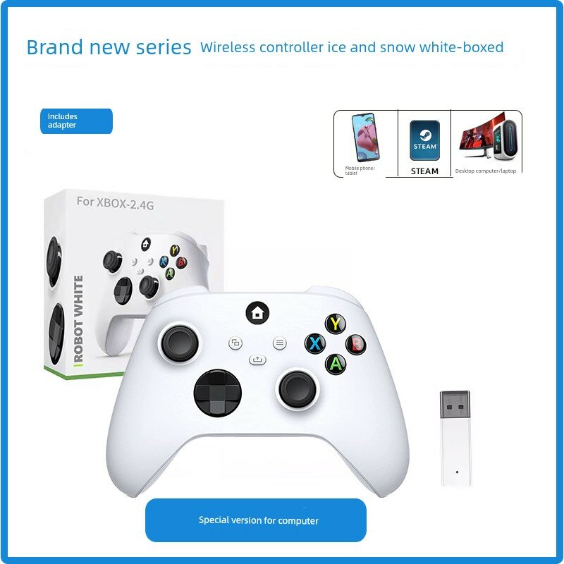 Беспроводной контроллер Xbox с приемником 2.4G для ПК и Xbox, белый ледяной игровой аксессуар