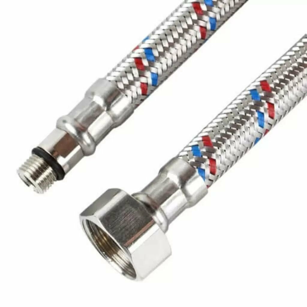 Подводка для воды ELKA М10-1/2 дюйма 0.3 м, пара, нержавеющая сталь, гибкая подводка для смесителя горячей и холодной воды