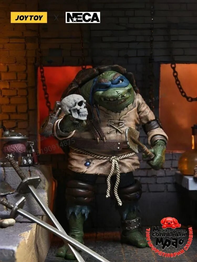 Коллекционная фигурка NECA Universal Monsters /Кроссовер Черепашек-ниндзя и Горбуна из Нотр-Дама / Леонардо в образе Квазимодо с аксессуарами 006