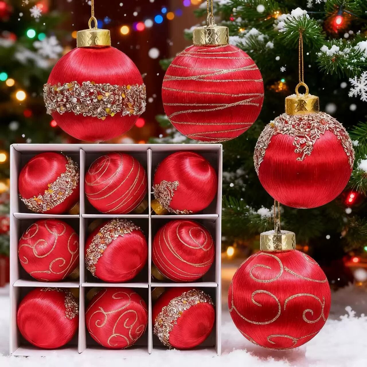 Набор елочных шаров Yison "Волшебная страна" SYQB-0124057, пластик/полиэстер, 8см, 9шт