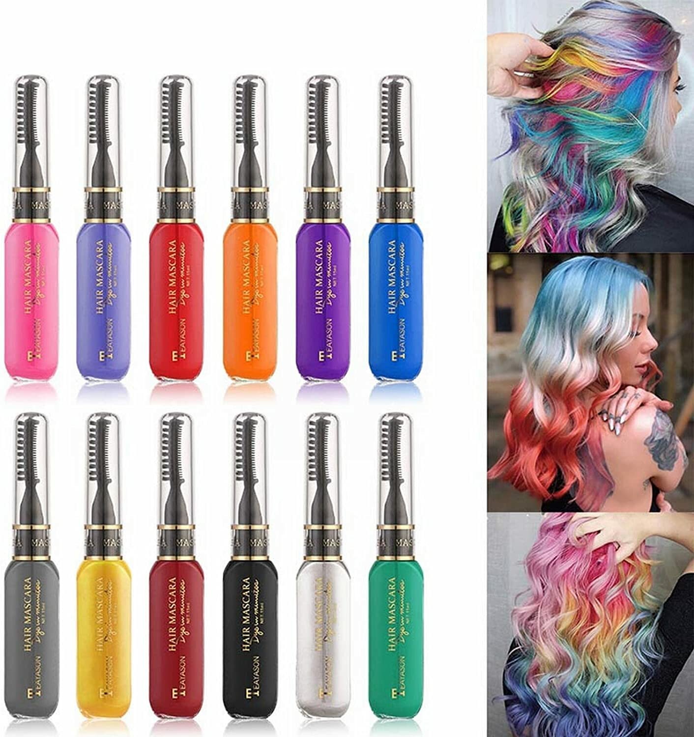 12 Color Temporary Hair Instantly Hair Color Washable 12x Hair Instantly Hair Color Gift Box / Set для Рождества, Хэллоуина, Дней рождения, Вечеринок, Концертов