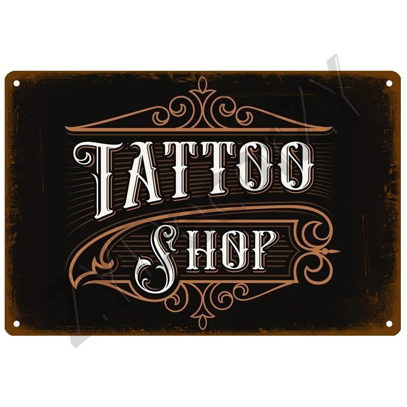 Вывеска "Tattoo Shop" ретро, черный, YHMO30006