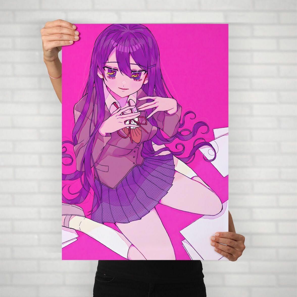Плакат на стену для интерьера Литературный клуб Доки Доки (DDLC - Юри 1) - Постер по игре визуальной новелле формата А2 (42x60 см)