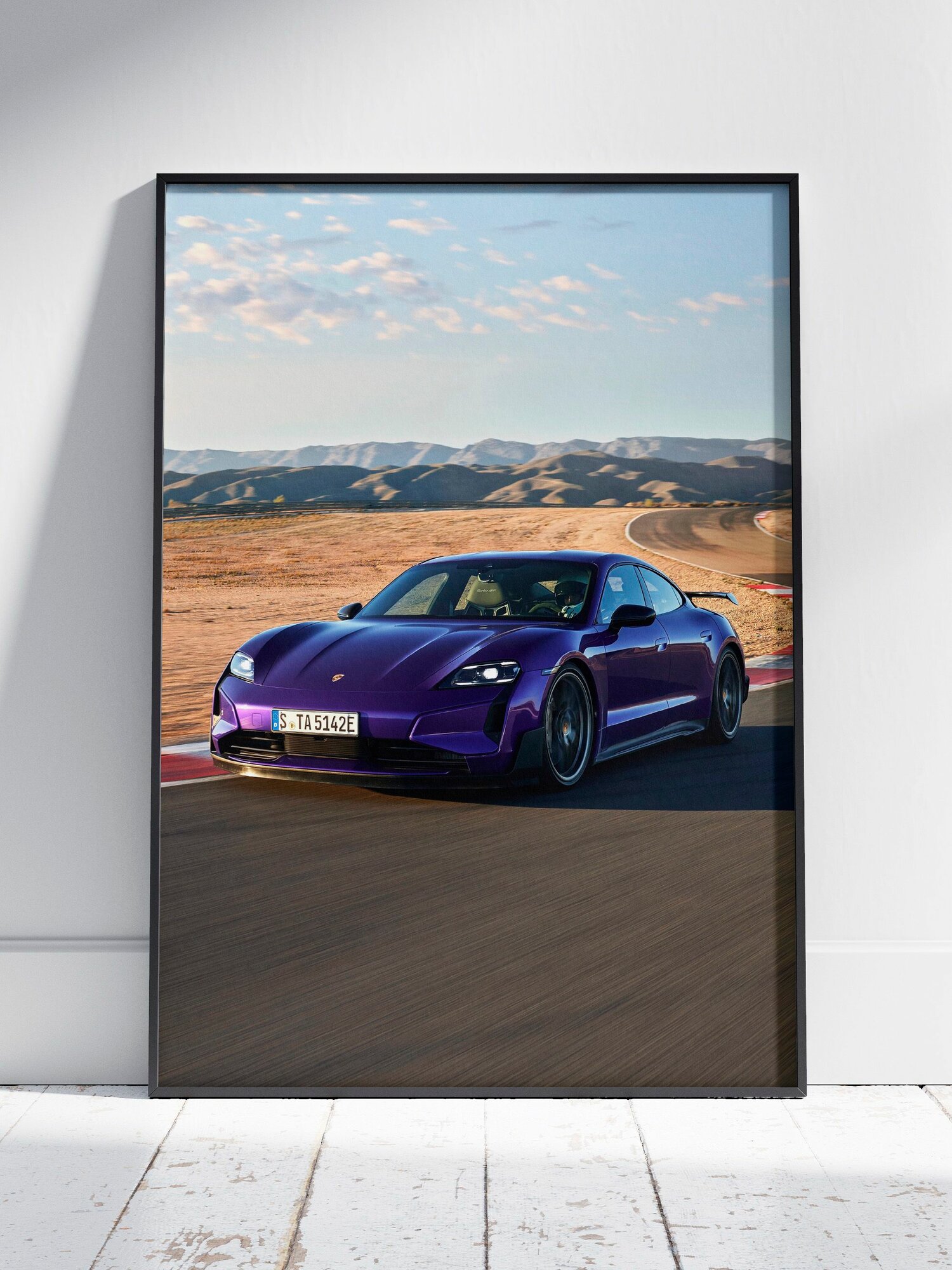 Плакат на стену для интерьера Авто и Мото (Порше Тайкан Турбо S - Porsche Taycan Turbo S 2) - Постер по транспорту формата A3 (30x42 см)