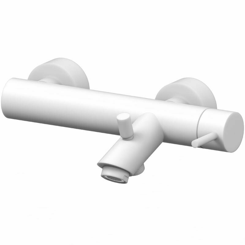Смеситель для ванны Paffoni Light LIG022BO белый матовый, рычажное управление, латунь