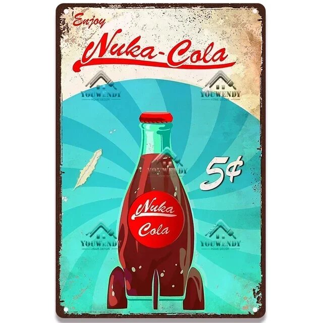 Ретро-металлическая настенная подвеска Nuka-Cola | Подарок на Хэллоуин и Рождество, идеально подходит для баров/пабов/мужских клубов, поклонников и коллекционеров серии Fallout.