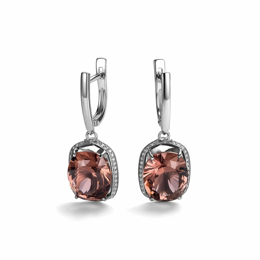 Серьги, серебро, 925 проба, родирование, фианит