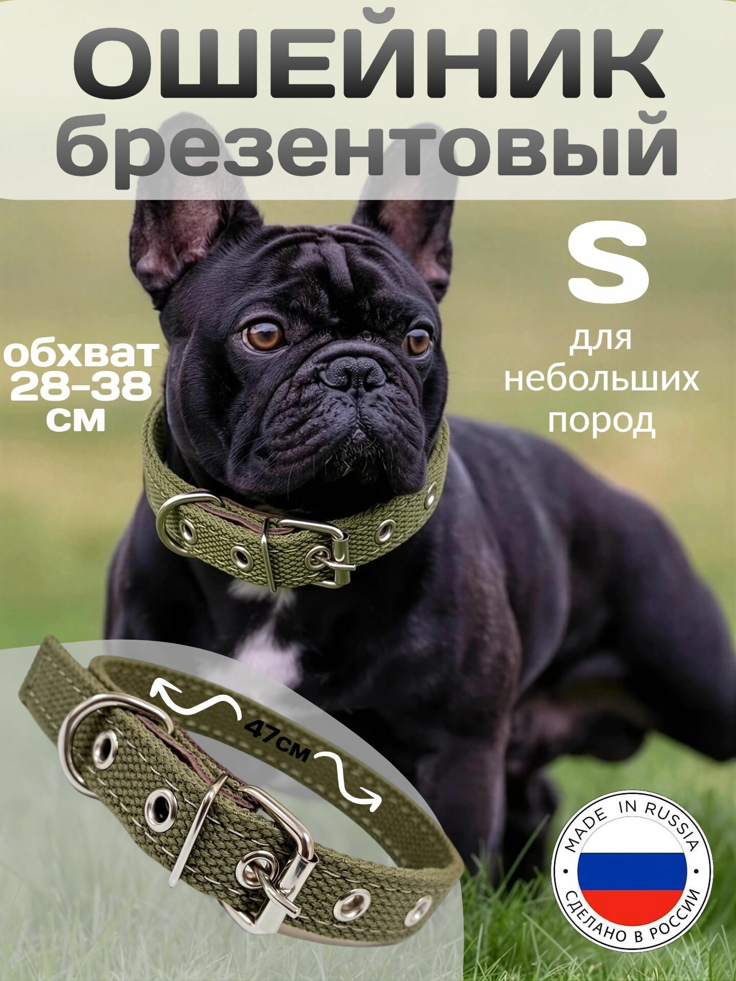 Ошейник для собак небольших пород / двойной брезент