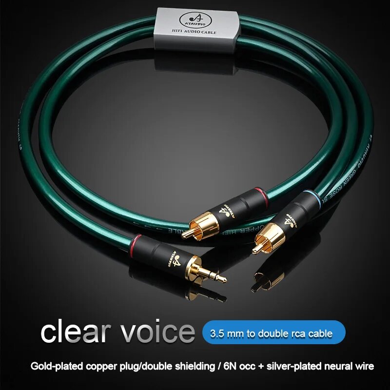 HIFI 3.5 мм Jack на 2 RCA кабель, 2 м, upgraded model