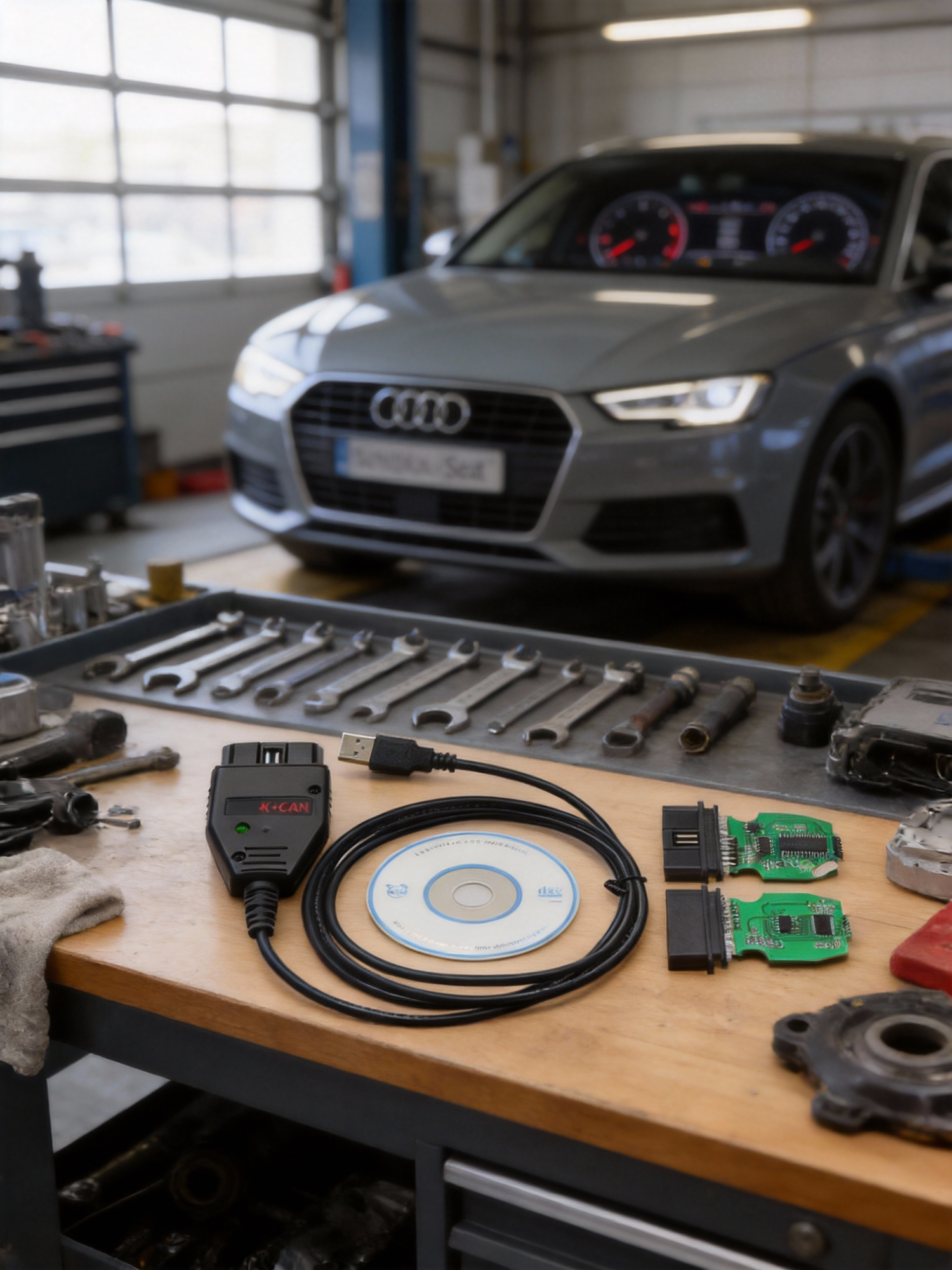 K+CAN Commander V1.4 FT232RL, для диагностики VAG AUDI VW Skoda Seat с CAN и K-Line — чтение и запись EEPROM, обучение ключей и коррекция одометра