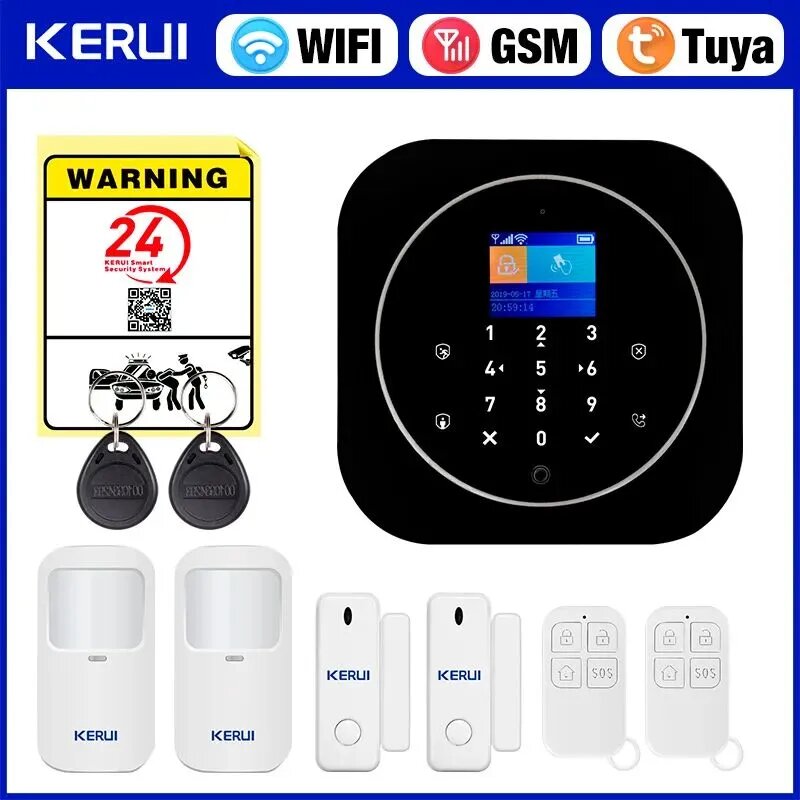 Домашняя охранная сигнализация KERUI Поддерживает Alexa G12 WIFI GSM сигнализацию с датчиком PIR Tuya Smart APP