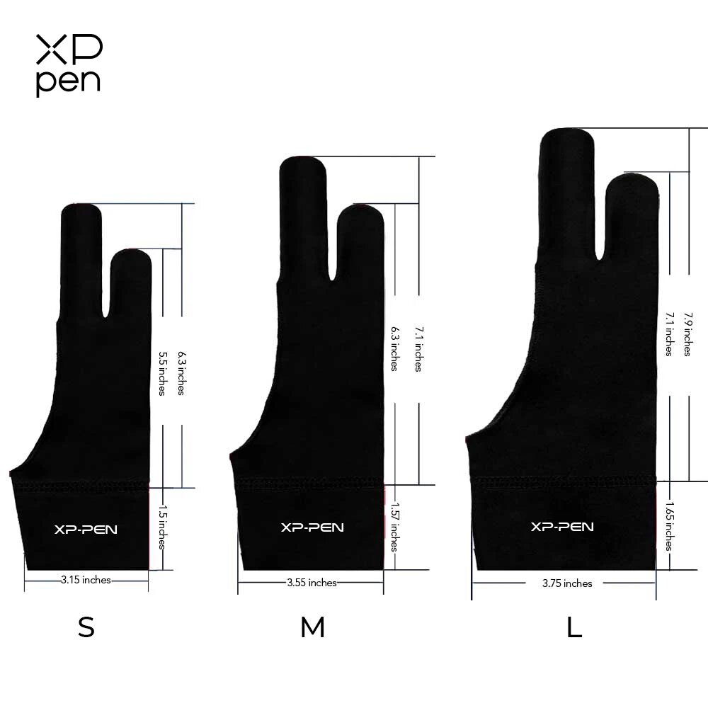 XPPen перчатки для рисования, L, двухпальцевые