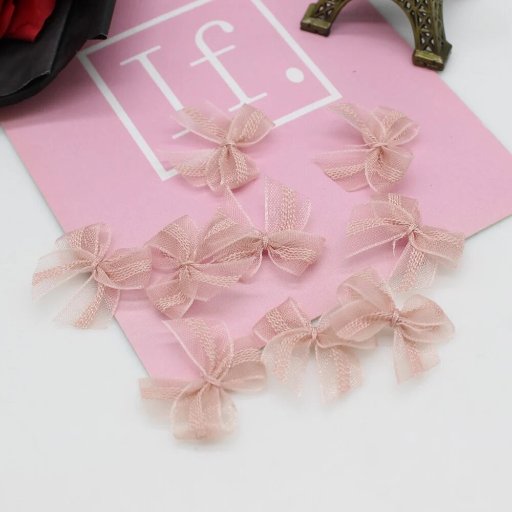 Розовые банты из органзы 2,5х2,5 см, color 3, 30 шт.