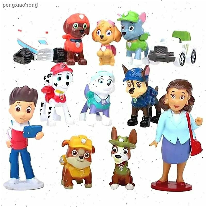 12шт щенячий патруль аниме фигурки игрушки для детей