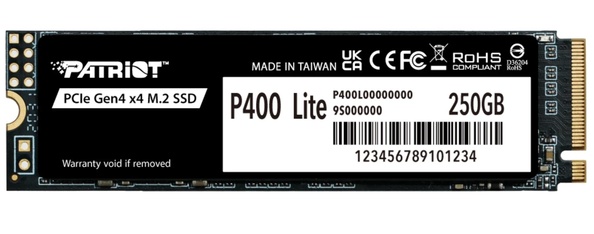 SSD накопитель Patriot P400 Lite P400LP250GM28H 256ГБ, M.2 2280, PCI-E 4.0 x4