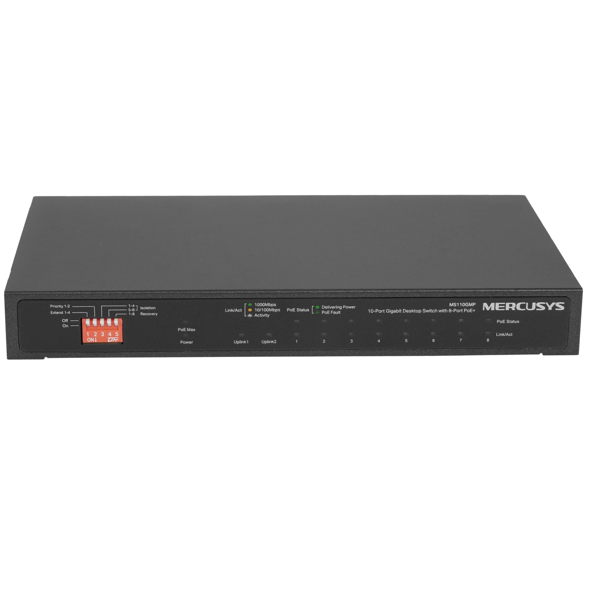 Коммутатор Mercusys MS110GMP серый, 10-портовый, неуправляемый