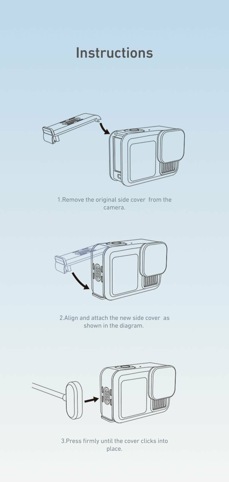 Боковая крышка Telesin с магнитной зарядкой для GoPro HERO9-13, S6-CLC-01-TGP