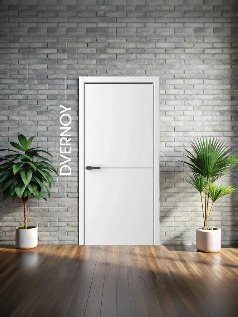 Межкомнатная дверь (комплект) Урбан 1, Эмаль белая, черная люминиевая кромка, 900*2000