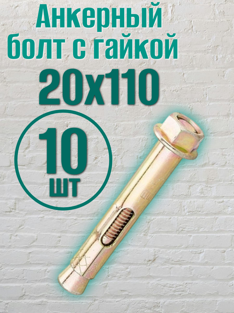 Анкерный болт с гайкой 20х110 (10 шт)