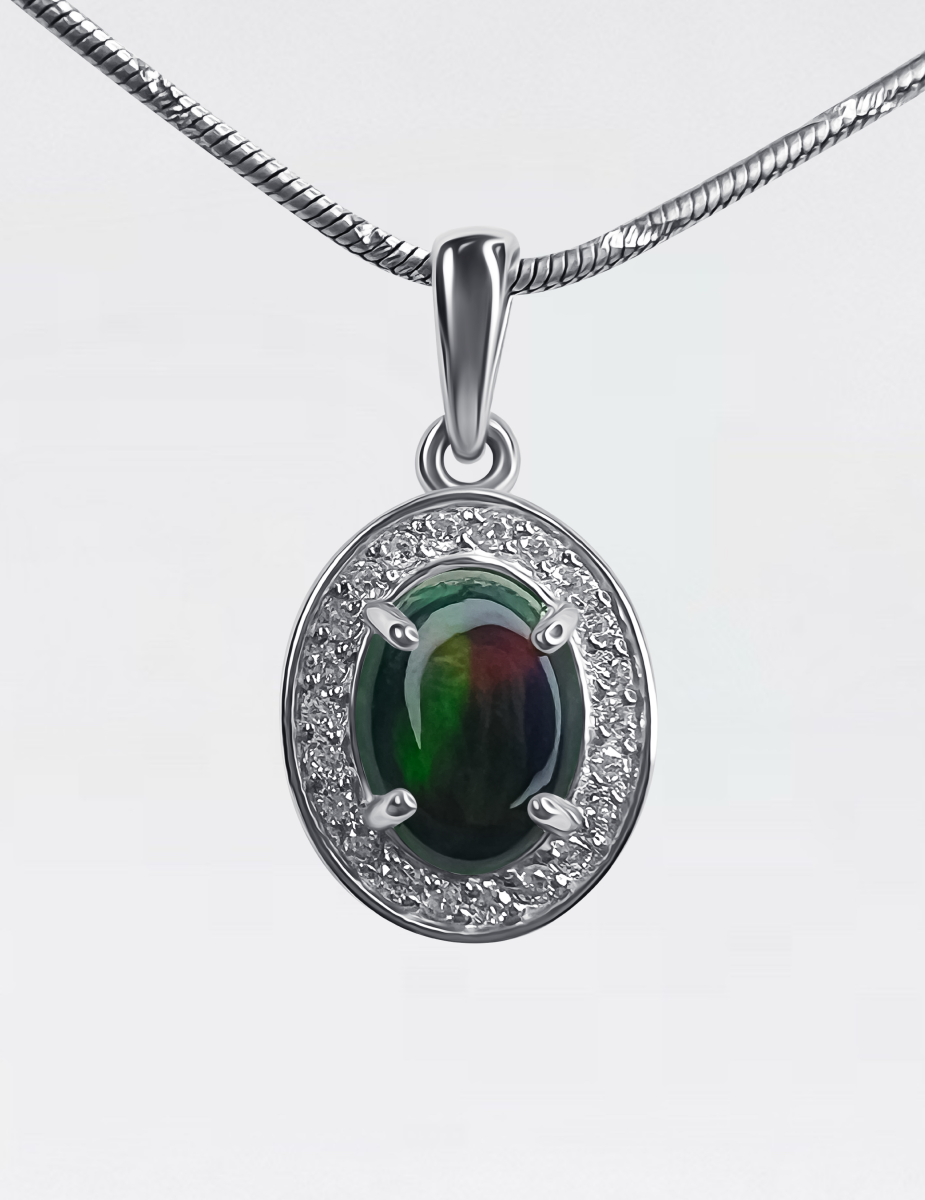 Подвеска, серебро, 925 проба, родирование, фианит, опал