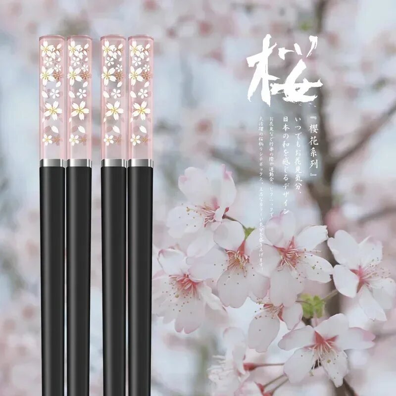 MOONBIFFY Японские палочки для еды с янтарным цветком вишни Cherry blossoms 3