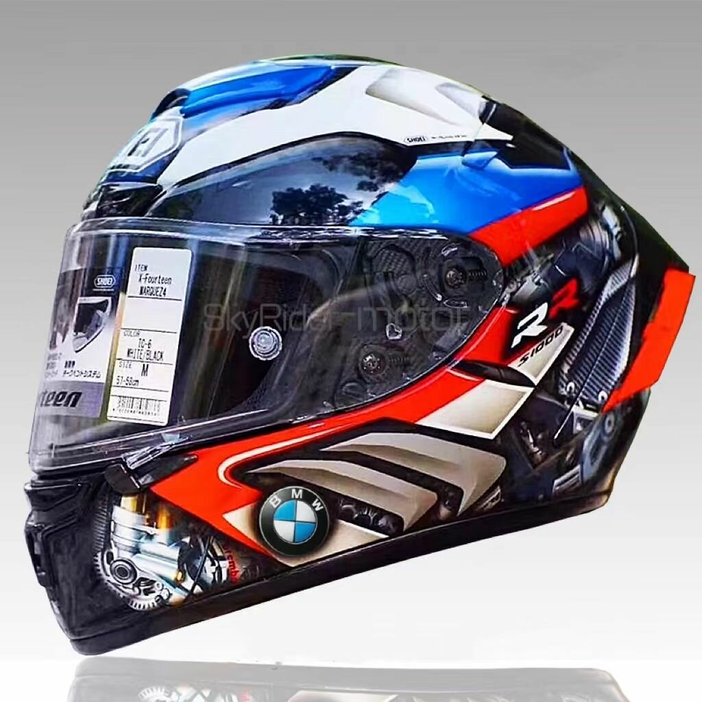 Полнолицевой шлем SHOEI X-14 X14 BMW RR1000 для мотоцикла, сертификация DOT ECE/EN, корпус АБС, размеры M L XL XXL