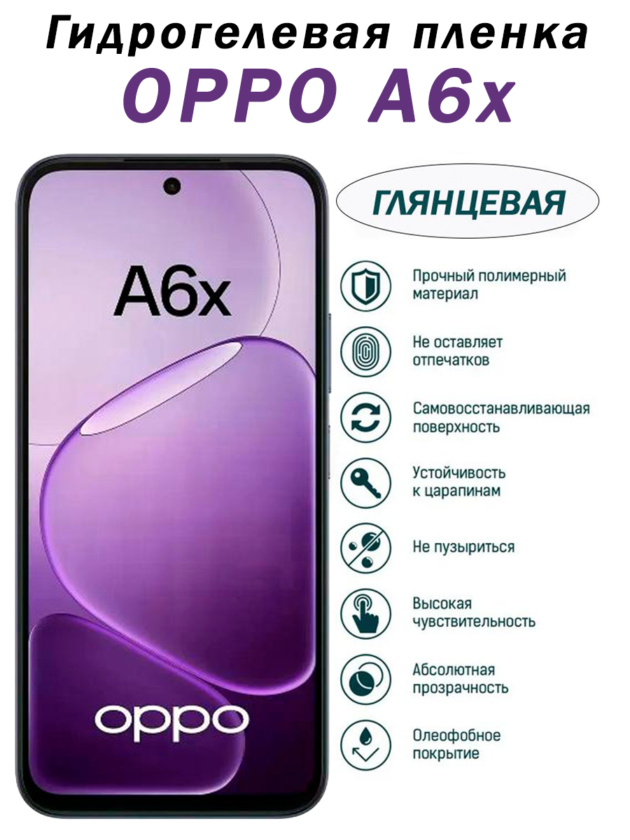 Гидрогелевая защитная пленка для OPPO A6x, на экран, глянцевая