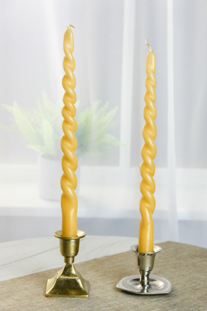 Набор витых свечей дижон, парафин, медовые, 30 см, 2 шт, Купман Интернешнл (Koopman International) ACB101730