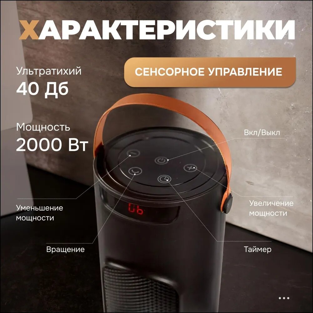 Тепловентилятор напольный для дома с пультом ДУ, 3 режима работы, 30 кв. м — фото 1