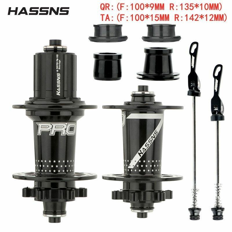 HASSNS PRO7, втулка для горного велосипеда, 32 отверстия, шесть захватов, 120 щелчков, четыре быстросъемных подшипника, со сквозной торцевой крышкой, совместима с 712 скоростями (черная пара)