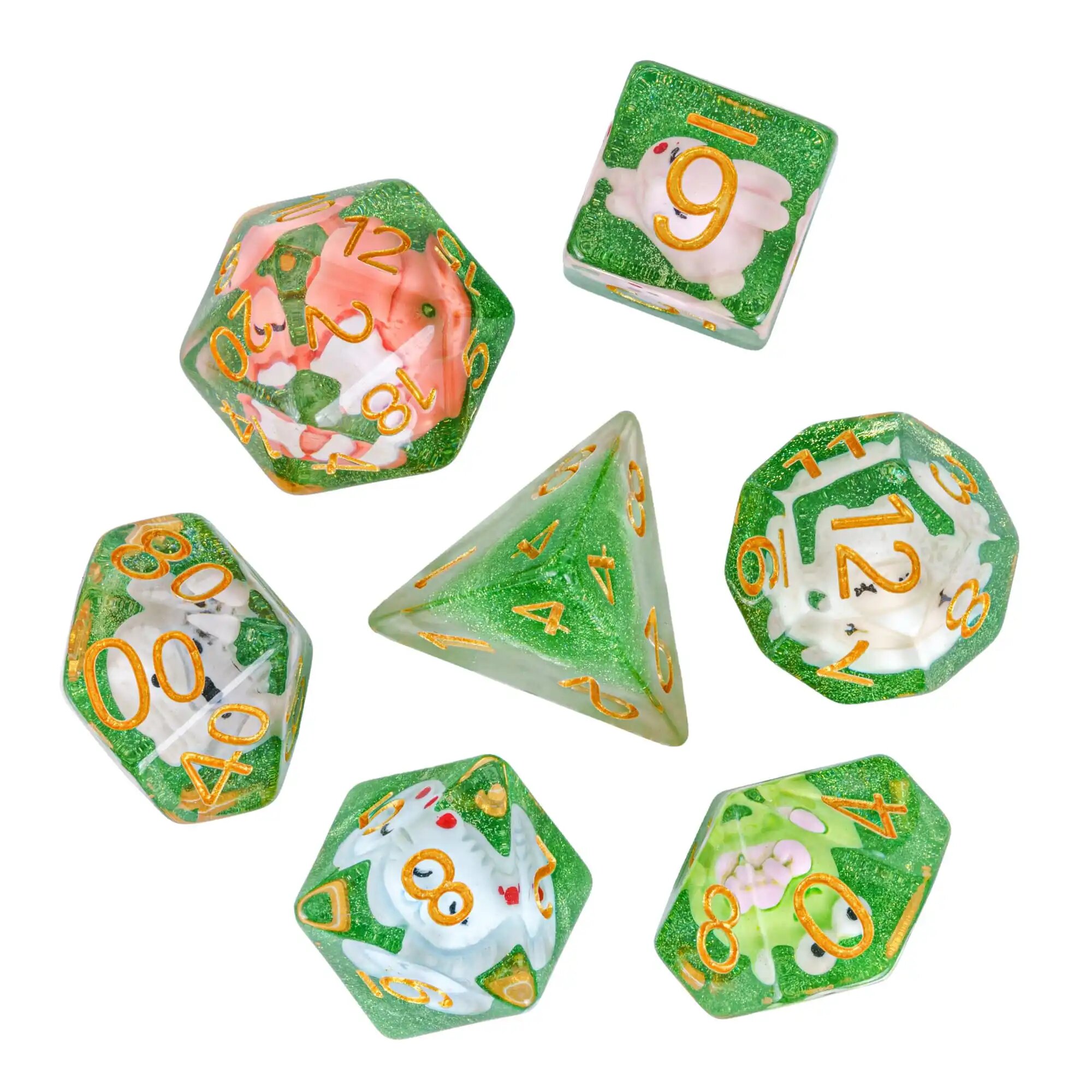 Cusdie DND кубики 7 шт. Изумрудный, Animal family