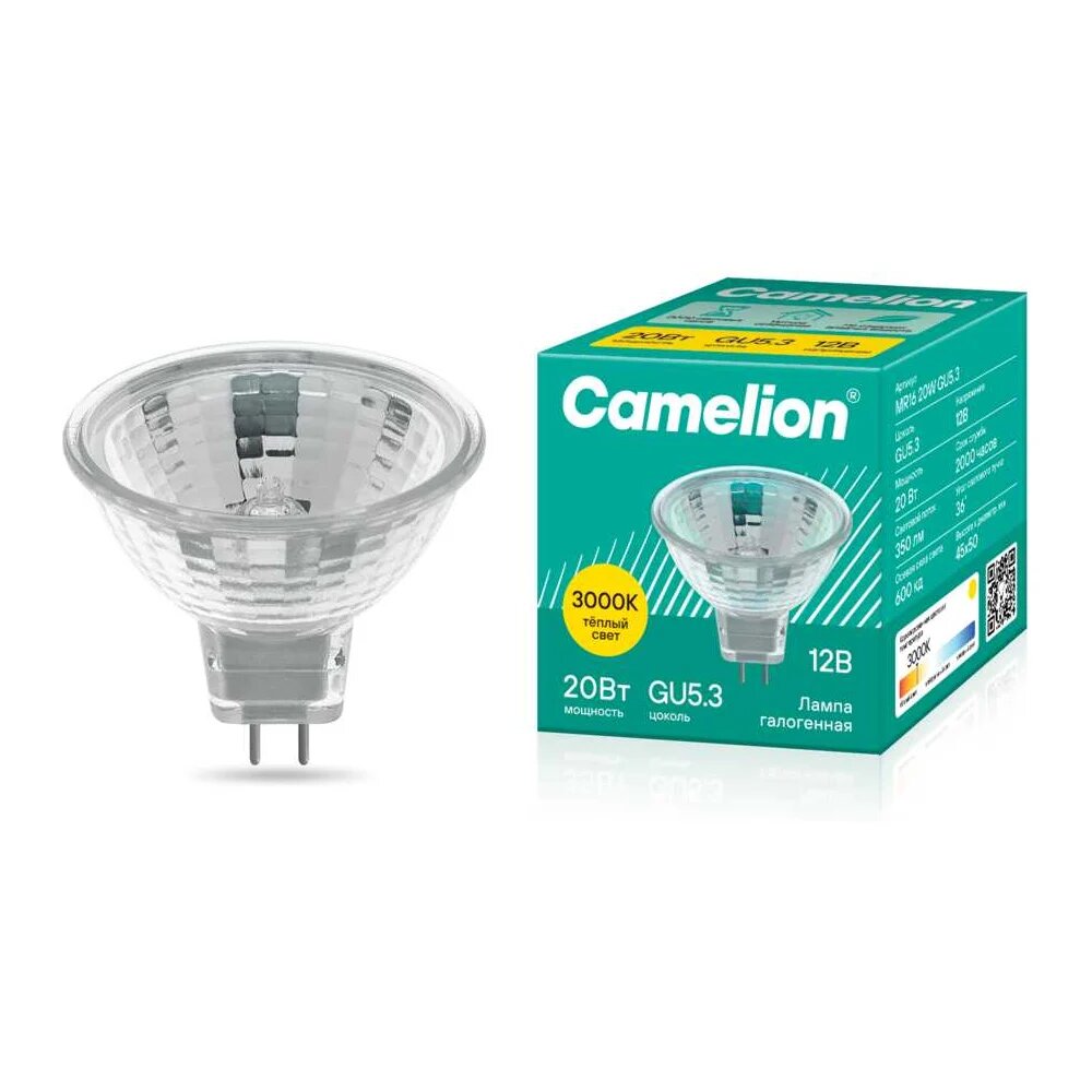 Галогенная лампа Camelion MR-16 20W 12V с защ. стеклом 3059