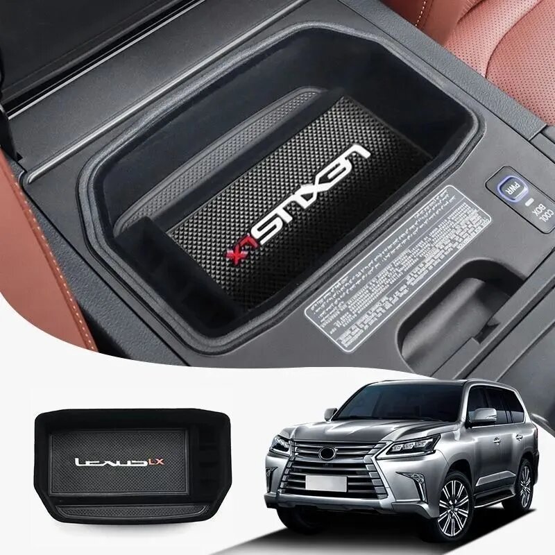Сумка-органайзер в подлокотник для Lexus LX570 и LX450d 2008-2021, черный, ABS, крепление на защелку