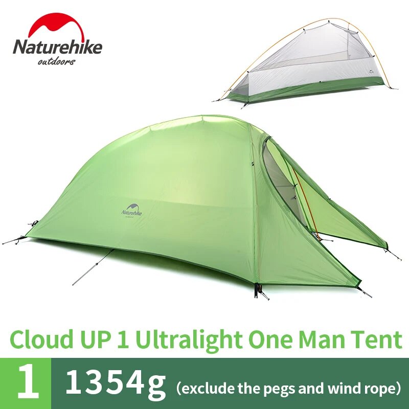 Палатка Naturehike для откры-air, на 3 человека, из ткани 210T/20D силикон, двойной слой, ультralегкая, семейная, с алюминиевыми столбами-UP1, зеленый полиэстер