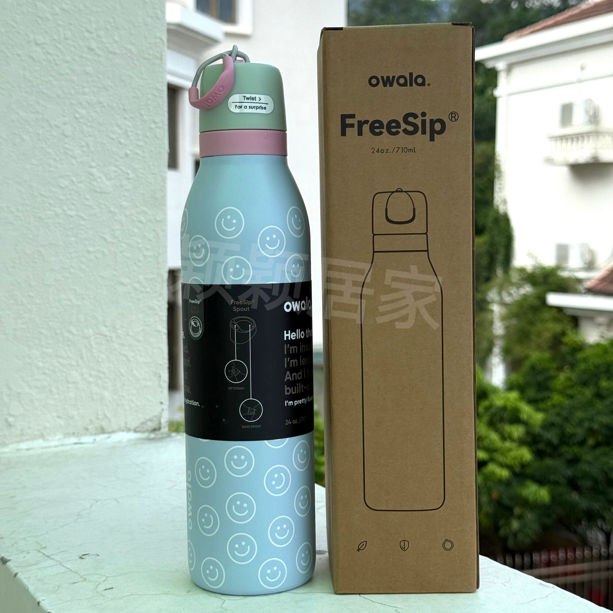Owala Twist 24oz термосовая бутылка из нержавеющей стали с узором доброты для путешествий