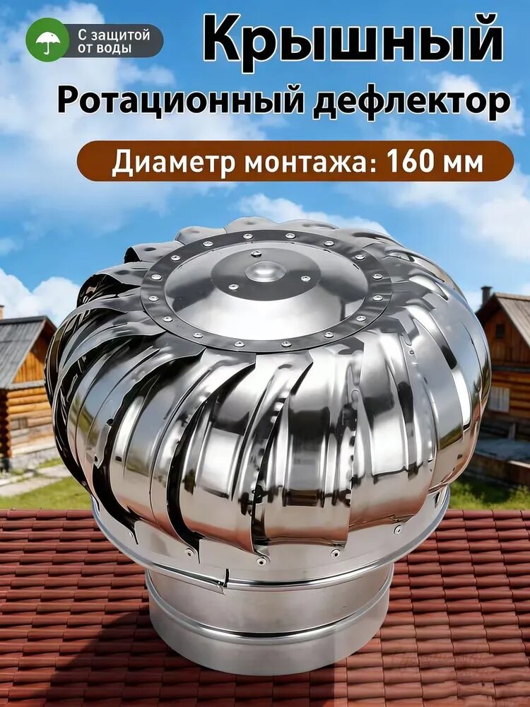Турбо-дефлектор из нержавеющей стали 160 мм для вентиляционных труб