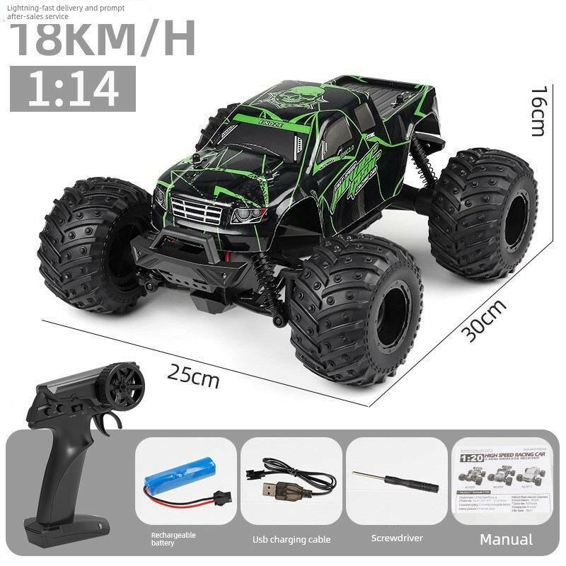 RC 1:20 масштабный внедорожный радиоуправляемый автомобиль, зеленый, светодиодные огни, 1 аккумулятор Li-ion