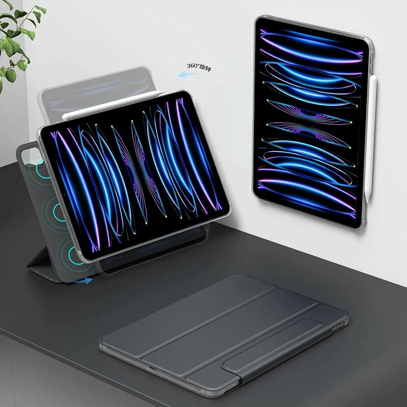 Магнитный поворотный двусторонний чехол для iPad Air 6 2024 11-дюймового с подставкой - Черный