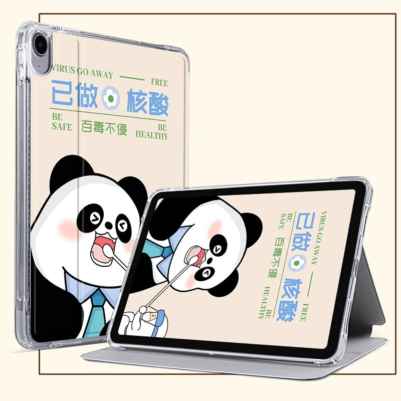 Чехол книжного стиля из силикона для iPad 2019/2020 10,2 дюйма с паттерном панды с нуклеиновой кислотой, легкий