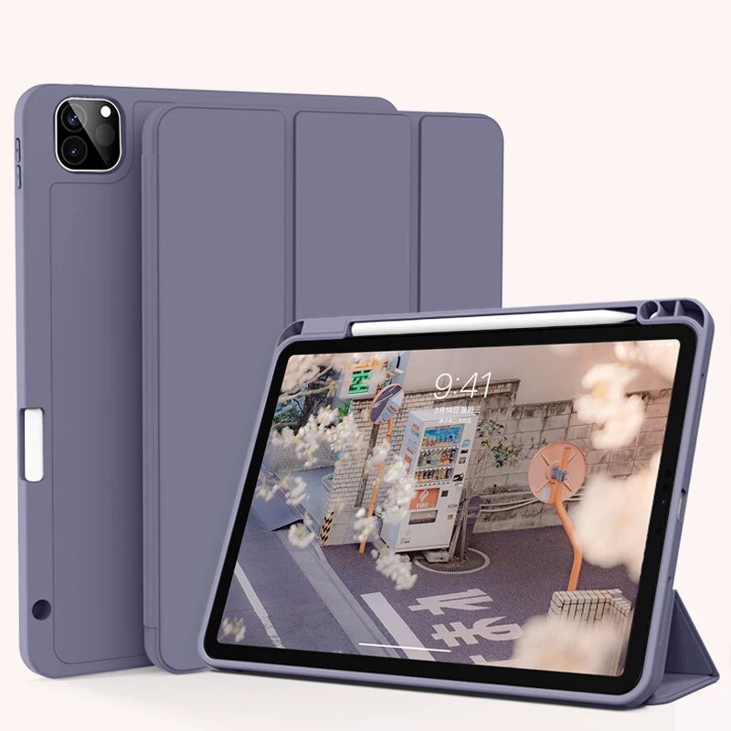 Силиконовый чехол для iPad mini 7 с отделением для ручки - лавандровый, тонкий и прочный дизайн для 10,9-дюймового