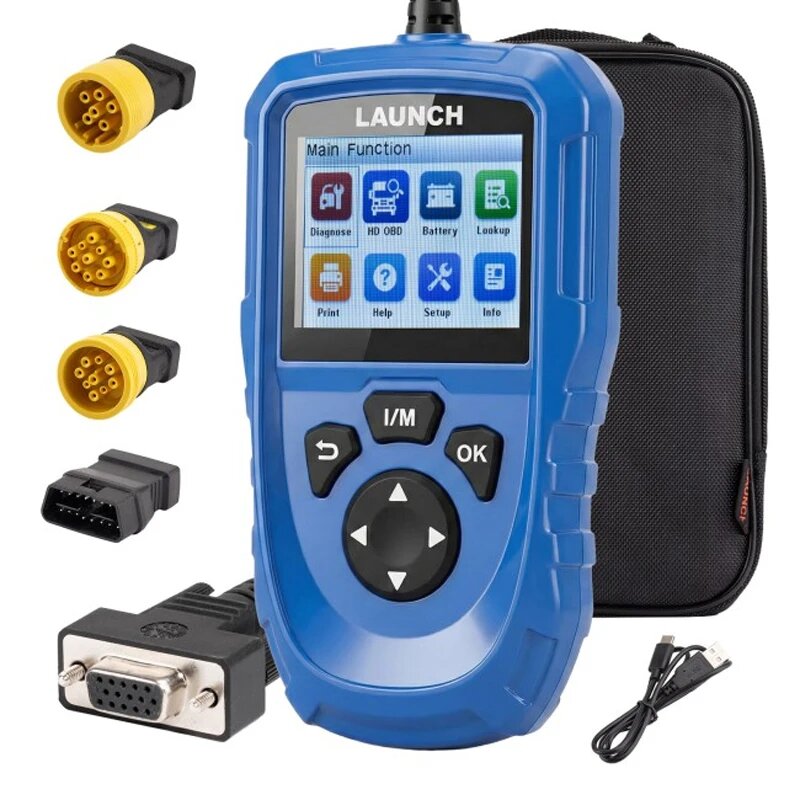 Диагностический сканер LAUNCH Creader HD V2 для тяжелых грузовиков 2-в-1 HDOBD OBD-II EOBD, считыватель кодов неисправностей для Freightliner, Volvo и других марок.