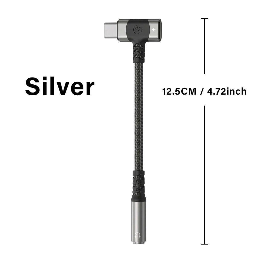 Адаптер USB Type-C на 3,5 мм HiFi для наушников, кабель-переходник USB-C на 3,5 мм AUX для Silver