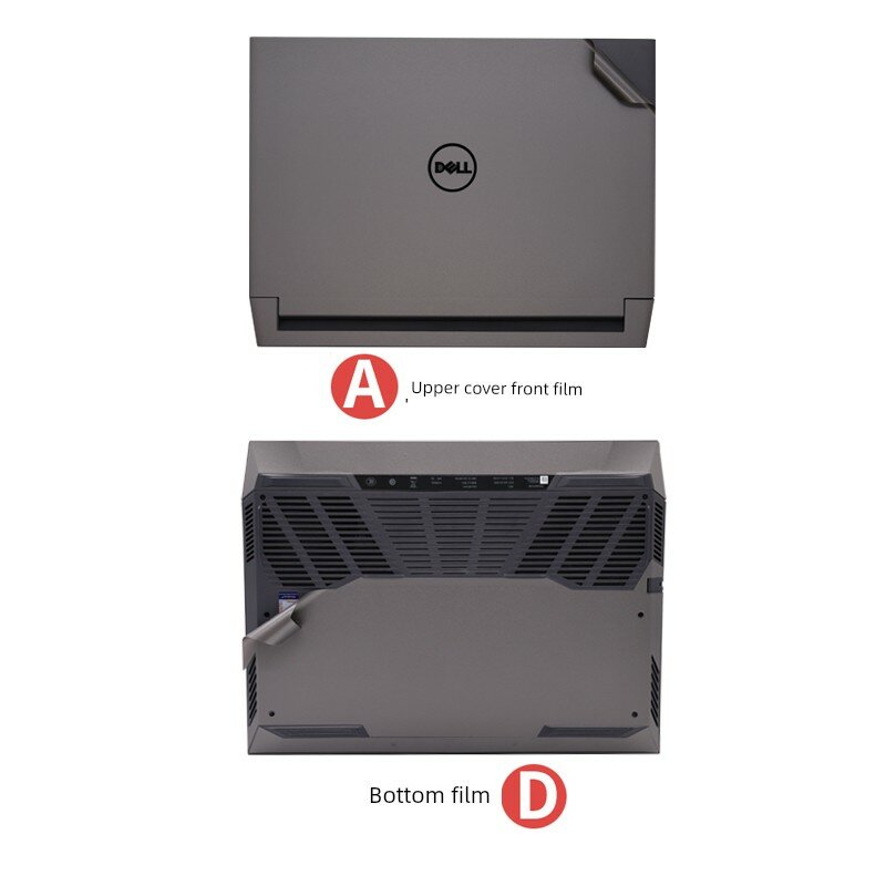 Матовый серый кожаный чехол для ноутбука Dell G15 5515 AD две стороны с защитой экрана и клавиатурной пленкой