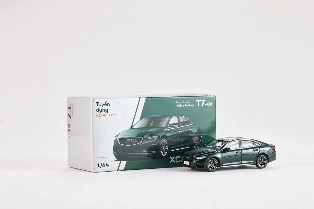 Машинка металлическая Xcartoys Коллекционная модель Geely Preface T7-06 1/64 тёмно-зелёный