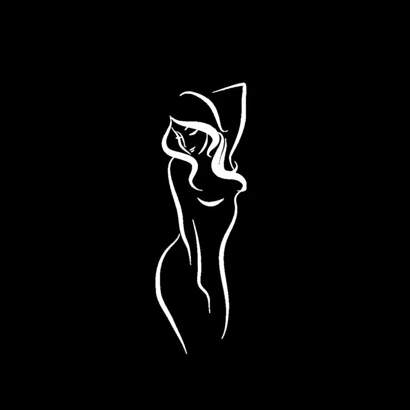 Line Art Сексуальная обнаженная девушка Автомобильная наклейка Фантастический стиль Мода Отличный дизайн Автомобильная наклейка ПВХ Черный/белый, 13 см * 4 см