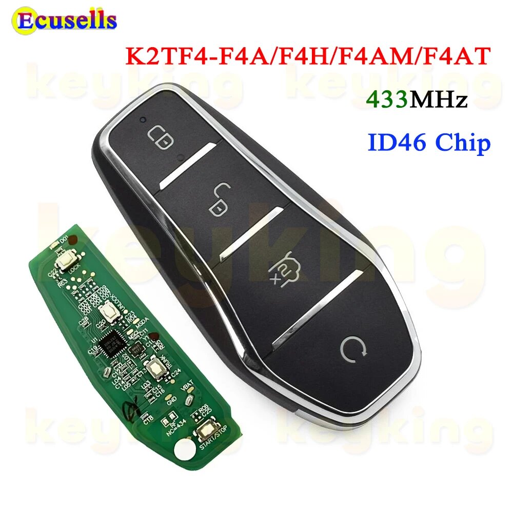 Ecusells 433 МГц Smart Keyless Go Remote Key для BYD Qin PLUS DM-i Qin PLUS EV Yuan PLUS SONG K2TF4-F4A/F4H/F4AM/F4AT ID46 Чип